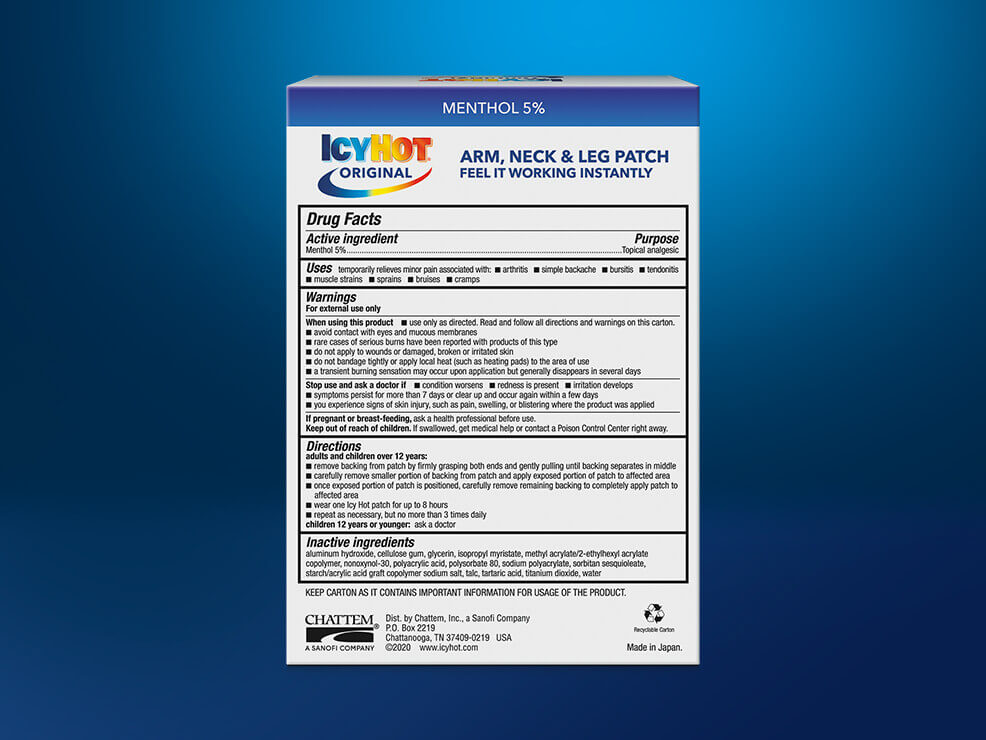 Arm, Neck and Leg Patch | Icy Hot® Pain Relief Patch
