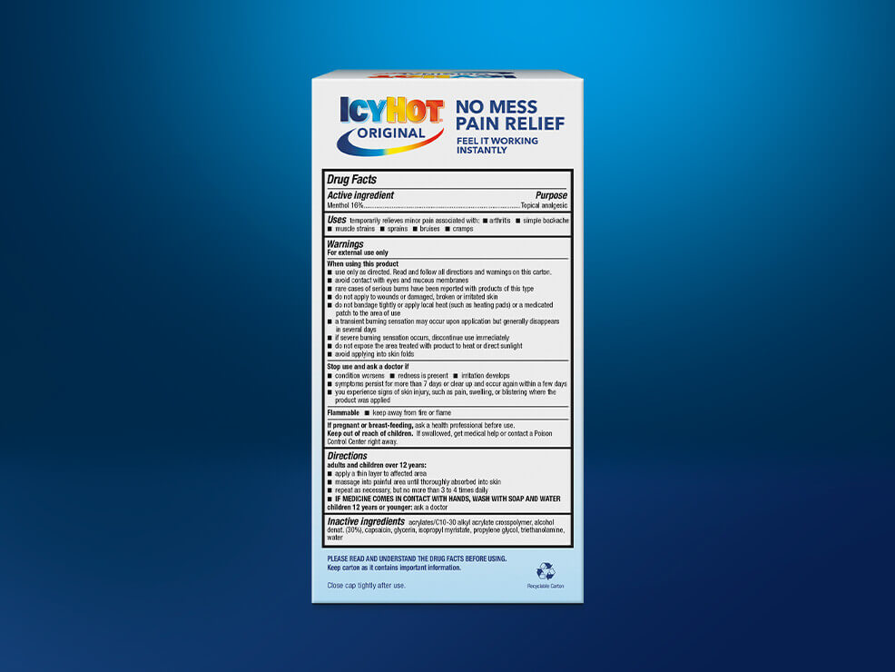 No Mess Roll On | Icy Hot® Pain Relief Roll On Medicated Applicator